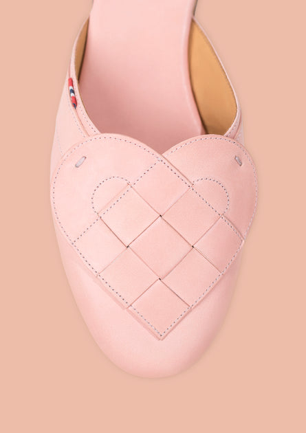 Handmade blush leather mules by A. Andreassen